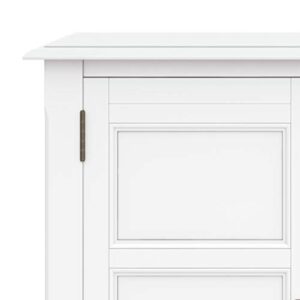 SIMPLIHOME Burlington SOLID WOOD 30 inch Wide Transitional Low Storage Cabinet in White for the Living Room, Entryway and Family Room