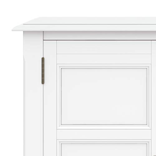 SIMPLIHOME Burlington SOLID WOOD 30 inch Wide Transitional Low Storage Cabinet in White for the Living Room, Entryway and Family Room