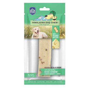 himalayan dog chew original yak cheese dog chews, 100% natural, long lasting, gluten free, healthy & safe dog treats, lactose & grain free, protein rich, peanut bits, medium, dogs 35 lbs and smaller