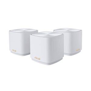 asus zenwifi ax mini,mesh wifi 6 system (ax1800 xd4 3pk)-whole home coverage up to 4800 sq.ft & 5+ rooms, aimesh, white