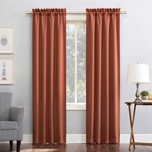 sun zero easton energy saving blackout rod pocket curtain panel, 40" x 84", terracotta