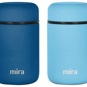 MIRA 2 Pack Insulated Food Jar Thermos for Hot Food & Soup, Compact Stainless Steel Vacuum Lunch Container, 13.5 oz, Sky, Denim