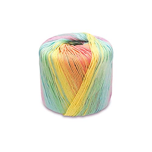 EXCEART Rainbow Yarn 1 Roll 133M Color Rainbow Yarn Segment Dyed Gradient Cotton Yarn for Hand Knitting Crocheting (Light Rainbow) Yarn Bulk