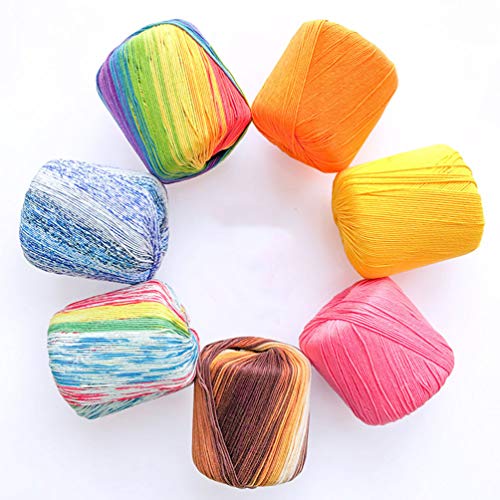 EXCEART Rainbow Yarn 1 Roll 133M Color Rainbow Yarn Segment Dyed Gradient Cotton Yarn for Hand Knitting Crocheting (Light Rainbow) Yarn Bulk