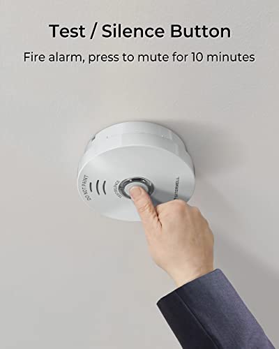 SITERWELL Smoke Detector, 10-Year Fire Alarm Smoke Detector with Built-in 3V Battery and Photoelectric Technology, Fire Detector with Low Battery Warning and Silence Function, UL217, GS508C, 4 Packs