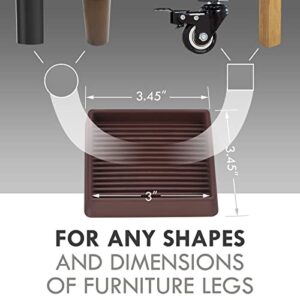 VOCOMO 3X3 Rubber Caster Cups, Non Slip Furniture Pads, Anti-Slip Gripper, Anti Skid Furniture Feet, Anti Slide Floor Protector for Bed Couch Stoppers (Brown, 4 Pack)