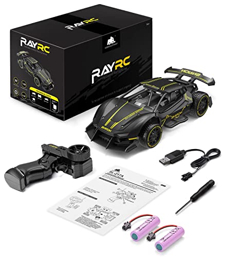 DoDoeleph RC Cars, Fast Metal Remote Control Car for Kids, 1/24 Alloy Frame Hobby Electric Racing Car Toys 2.4GHz 2X Rechargeable Batteries for Adults Boys Girls Birthday