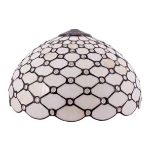 tiffany lamp shade replacement w16h7 inch stained glass crystal pear bead lampshade fit for table lamps floor lamp ceiling fixture (3 hooks)pendant hanging light s005 werfactory home office decoration