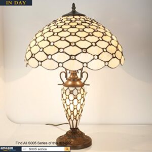 Tiffany Lamp Shade Replacement W16H7 Inch Stained Glass Crystal Pear Bead Lampshade Fit For Table Lamps FLoor Lamp Ceiling Fixture (3 Hooks)Pendant Hanging Light S005 WERFACTORY Home Office Decoration