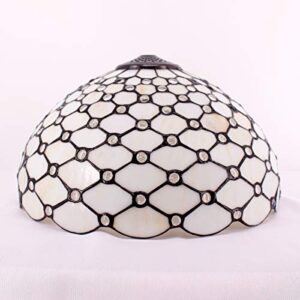 Tiffany Lamp Shade Replacement W16H7 Inch Stained Glass Crystal Pear Bead Lampshade Fit For Table Lamps FLoor Lamp Ceiling Fixture (3 Hooks)Pendant Hanging Light S005 WERFACTORY Home Office Decoration