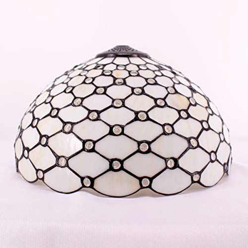 Tiffany Lamp Shade Replacement W16H7 Inch Stained Glass Crystal Pear Bead Lampshade Fit For Table Lamps FLoor Lamp Ceiling Fixture (3 Hooks)Pendant Hanging Light S005 WERFACTORY Home Office Decoration