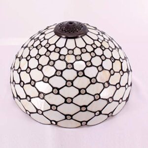 Tiffany Lamp Shade Replacement W16H7 Inch Stained Glass Crystal Pear Bead Lampshade Fit For Table Lamps FLoor Lamp Ceiling Fixture (3 Hooks)Pendant Hanging Light S005 WERFACTORY Home Office Decoration