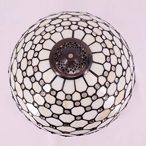 Tiffany Lamp Shade Replacement W16H7 Inch Stained Glass Crystal Pear Bead Lampshade Fit For Table Lamps FLoor Lamp Ceiling Fixture (3 Hooks)Pendant Hanging Light S005 WERFACTORY Home Office Decoration