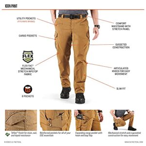 5.11 Tactical Men's Icon Cargo Pant, Flax-Tac Stretch, Guessted, Teflon Finish, Style 74521, Black, 36x32