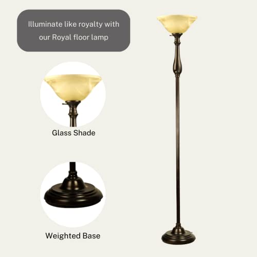 Royal Floor Lamp With Bronze Finish And Amber Alabaster Glass Shade -Looking for Floor Lamp For Bedroom, Standing Lamp or Floor Lamps For Living Room This is a Great Choice ( Bronze Floor Lamp )