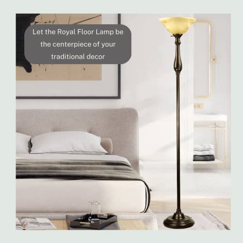 Royal Floor Lamp With Bronze Finish And Amber Alabaster Glass Shade -Looking for Floor Lamp For Bedroom, Standing Lamp or Floor Lamps For Living Room This is a Great Choice ( Bronze Floor Lamp )