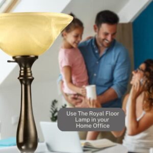 Royal Floor Lamp With Bronze Finish And Amber Alabaster Glass Shade -Looking for Floor Lamp For Bedroom, Standing Lamp or Floor Lamps For Living Room This is a Great Choice ( Bronze Floor Lamp )