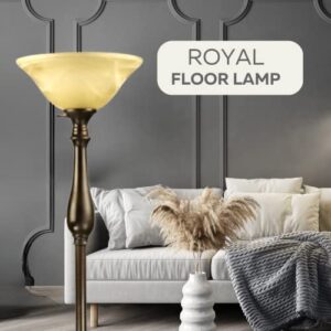 Royal Floor Lamp With Bronze Finish And Amber Alabaster Glass Shade -Looking for Floor Lamp For Bedroom, Standing Lamp or Floor Lamps For Living Room This is a Great Choice ( Bronze Floor Lamp )