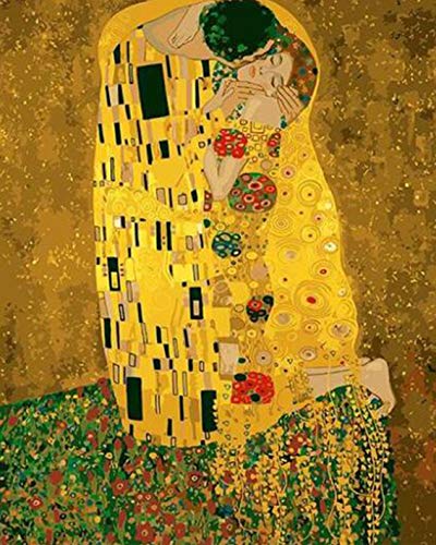 TUMOVO Lover Kiss Paintings Gustav Klimt The kiss Art Digital Painting Paint by Numbers Kit for Adults Acrylic Oil Painting Set Painting for Beginners Abstract Drawing(16''Wx20''H)