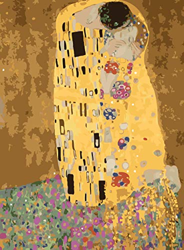 TUMOVO Lover Kiss Paintings Gustav Klimt The kiss Art Digital Painting Paint by Numbers Kit for Adults Acrylic Oil Painting Set Painting for Beginners Abstract Drawing(16''Wx20''H)