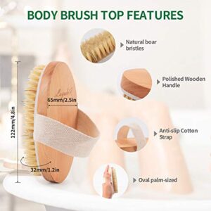 LAYUKI Body Brush for Dry or Wet Brushing and 2-Sided Foot File Scrubber Set, Body Scrubber for Bath or Shower, Exfoliating Skin, Cellulite Treatment, Foot File Scrubber with Pumice Stone