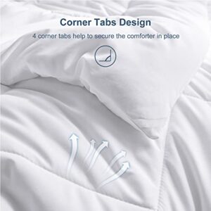 CozyLux Queen Size Bedding Comforter Duvet Insert - Quilted White Comforters with Corner Tabs, 1800 Series Soft Siliconized Fiberfill All Season Down Alternative Bed Comforter - Box Stitched