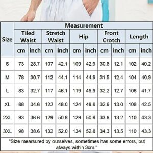 COOFANDY Men's Linen Casual Pants Summer Spring Beach Jog Elastic Waist Trousers A- Black