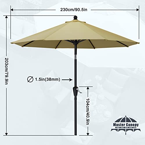 MASTERCANOPY Patio Umbrella for Outdoor Market Table -8 Ribs (7.5ft,Khaki)