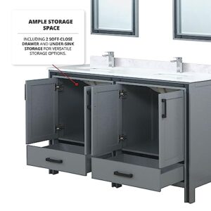 Lexora Ziva 60 in W x 22 in D Dark Grey Double Bath Vanity