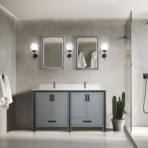 lexora ziva 60 in w x 22 in d dark grey double bath vanity