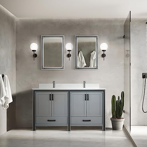 Lexora Ziva 60 in W x 22 in D Dark Grey Double Bath Vanity