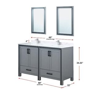 Lexora Ziva 60 in W x 22 in D Dark Grey Double Bath Vanity