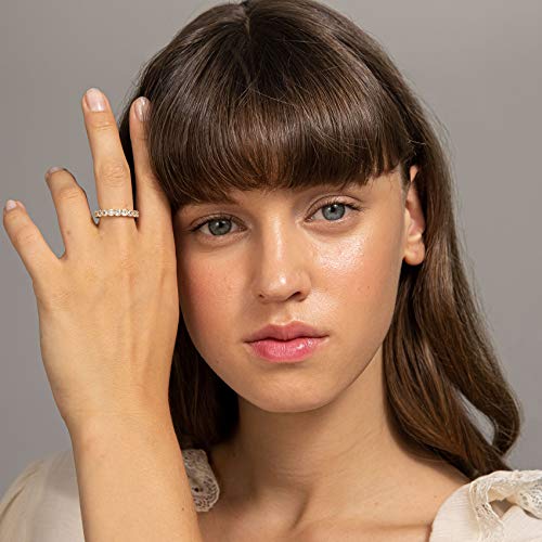 PAVOI 14K White Gold Plated Rings Cubic Zirconia Love Ring | 3mm Stackable Rings for Women | White Gold Rings for Women Size 9