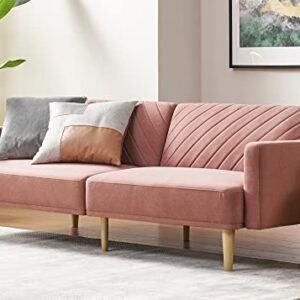 mopio Chloe Futon Sofa Bed, Convertible Sleeper Sofa with Tapered Wood Legs, 77.5" W, Small Splitback Sofa for Living Room, Twin