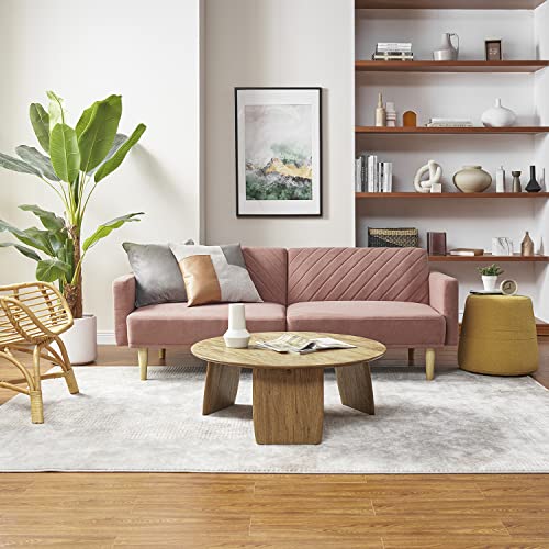 mopio Chloe Futon Sofa Bed, Convertible Sleeper Sofa with Tapered Wood Legs, 77.5" W, Small Splitback Sofa for Living Room, Twin