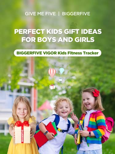 BIGGERFIVE Vigor Kids Fitness Tracker for Girls Boys Ages 5-15, Kids Watch with IP68 Waterproof, Pedometer, Kids Activity Tracker with Heart Rate Sleep Monitor, Calorie Step Counter Watch