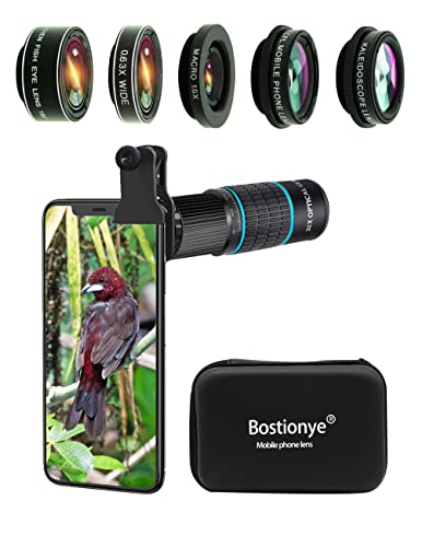 Phone Camera Lens Kit 10 in 1 for iPhone Samsung Pixel Android, 22X Telephoto Lens, 0.63Wide Angle Lens&15X Macro Lens, 198° Fisheye Lens,Kaleidoscopes, CPL+Tripod，for Most Smartphone