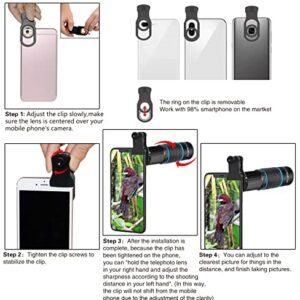 Phone Camera Lens Kit 10 in 1 for iPhone Samsung Pixel Android, 22X Telephoto Lens, 0.63Wide Angle Lens&15X Macro Lens, 198° Fisheye Lens,Kaleidoscopes, CPL+Tripod，for Most Smartphone