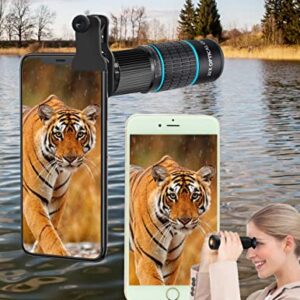 Phone Camera Lens Kit 10 in 1 for iPhone Samsung Pixel Android, 22X Telephoto Lens, 0.63Wide Angle Lens&15X Macro Lens, 198° Fisheye Lens,Kaleidoscopes, CPL+Tripod，for Most Smartphone