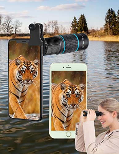 Phone Camera Lens Kit 10 in 1 for iPhone Samsung Pixel Android, 22X Telephoto Lens, 0.63Wide Angle Lens&15X Macro Lens, 198° Fisheye Lens,Kaleidoscopes, CPL+Tripod，for Most Smartphone