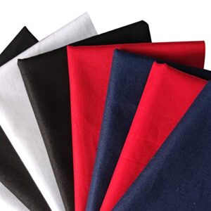 Quilting Fabric Misscrafts 8pcs Craft Fabric 18" x 22" 100% Cotton Bundle Squares Fat Quarters Multicolored for Patchwork DIY Sewing Scrapbooking Red Blue Black White