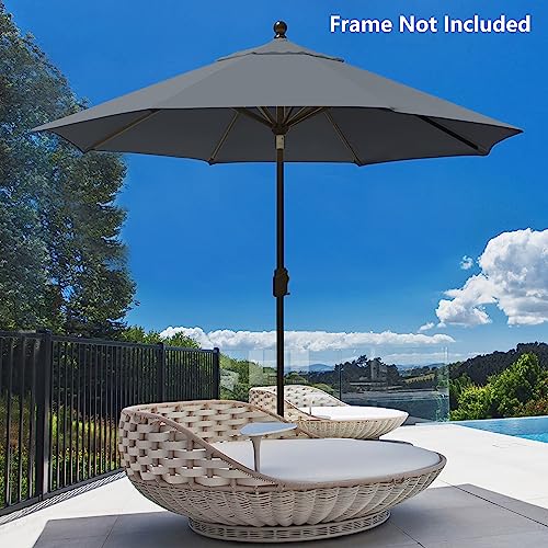 EliteShade USA Sunumbrella 9FT Replacement Covers 8 Ribs Market Patio Umbrella Canopy Cover (CANOPY ONLY) (Grey)