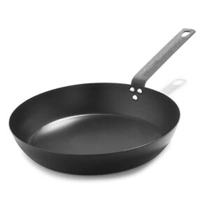 merten & storck pre-seasoned carbon steel induction 12" frying pan skillet, oven safe, black