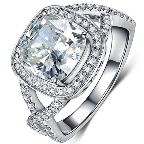 Jude Jewelers Platinum Plated 3.0 Carat Princess Cut Cubic Zircon Simulated Diamond Wedding Engagement Proposal Ring (Silver, 6)