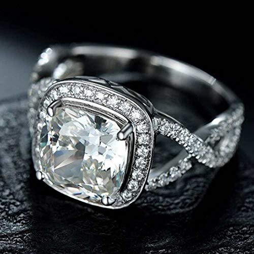 Jude Jewelers Platinum Plated 3.0 Carat Princess Cut Cubic Zircon Simulated Diamond Wedding Engagement Proposal Ring (Silver, 6)