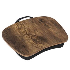 songmics lap desk, bed tray, laptop table with handle, cushion, 12.6 x 15.7 x 3.1 inches, rustic brown ulld109b01