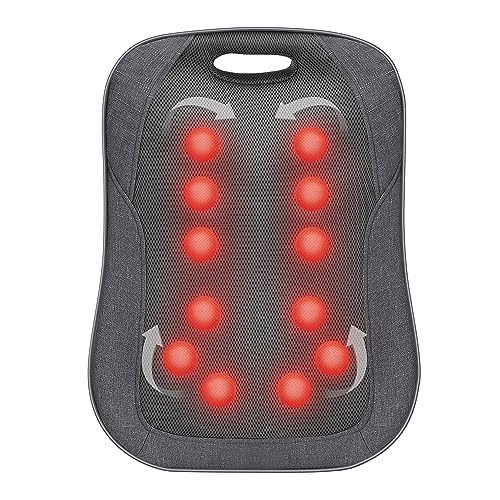 CooCoCo Shiatsu Back Massager with Heat, Portable Massage Chair Pad, Adjustable Kneading Back Massager for Pain Relief Deep Tissue, Chair Massager for Office Home