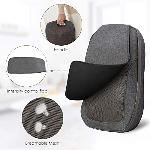 CooCoCo Shiatsu Back Massager with Heat, Portable Massage Chair Pad, Adjustable Kneading Back Massager for Pain Relief Deep Tissue, Chair Massager for Office Home