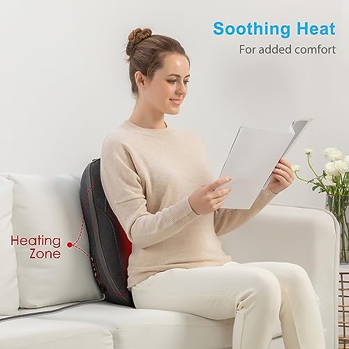 CooCoCo Shiatsu Back Massager with Heat, Portable Massage Chair Pad, Adjustable Kneading Back Massager for Pain Relief Deep Tissue, Chair Massager for Office Home