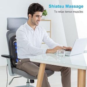 CooCoCo Shiatsu Back Massager with Heat, Portable Massage Chair Pad, Adjustable Kneading Back Massager for Pain Relief Deep Tissue, Chair Massager for Office Home